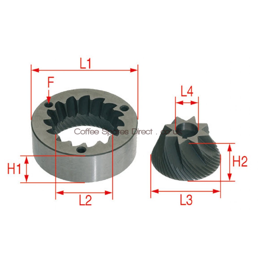 Mazzer Kold, Robur Grinder Burrs Pair - Single Phase - RIGHT ROTATION ...